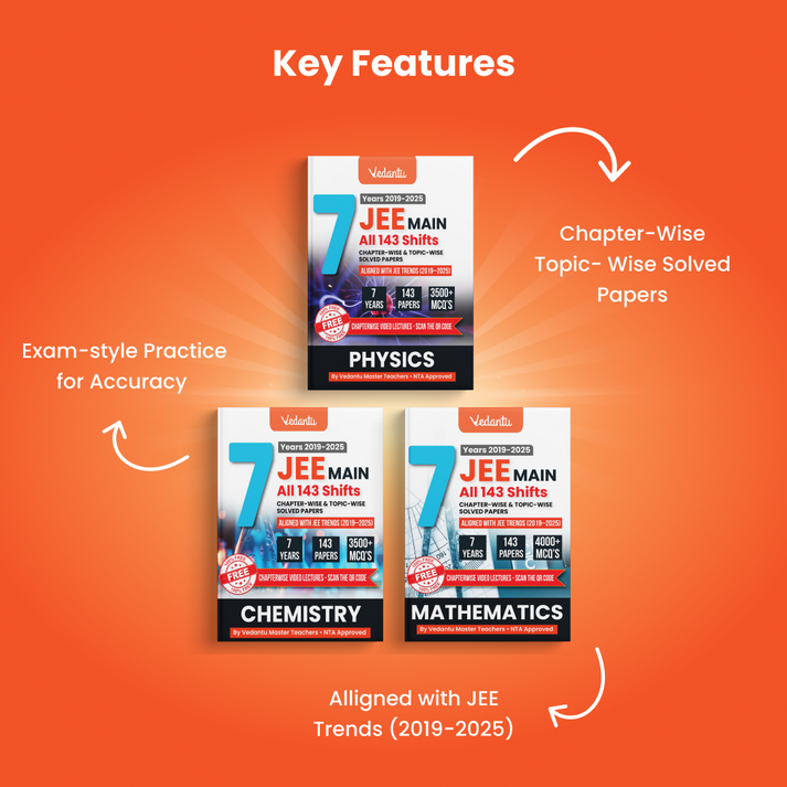 Vedantu JEE Main Physics Chemistry Mathematics PYQ Book Set Of 3 | 7 Y