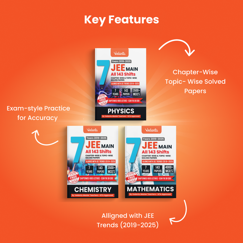 Vedantu JEE Main Physics Chemistry Mathematics PYQ Book Set Of 3 | 7 Y