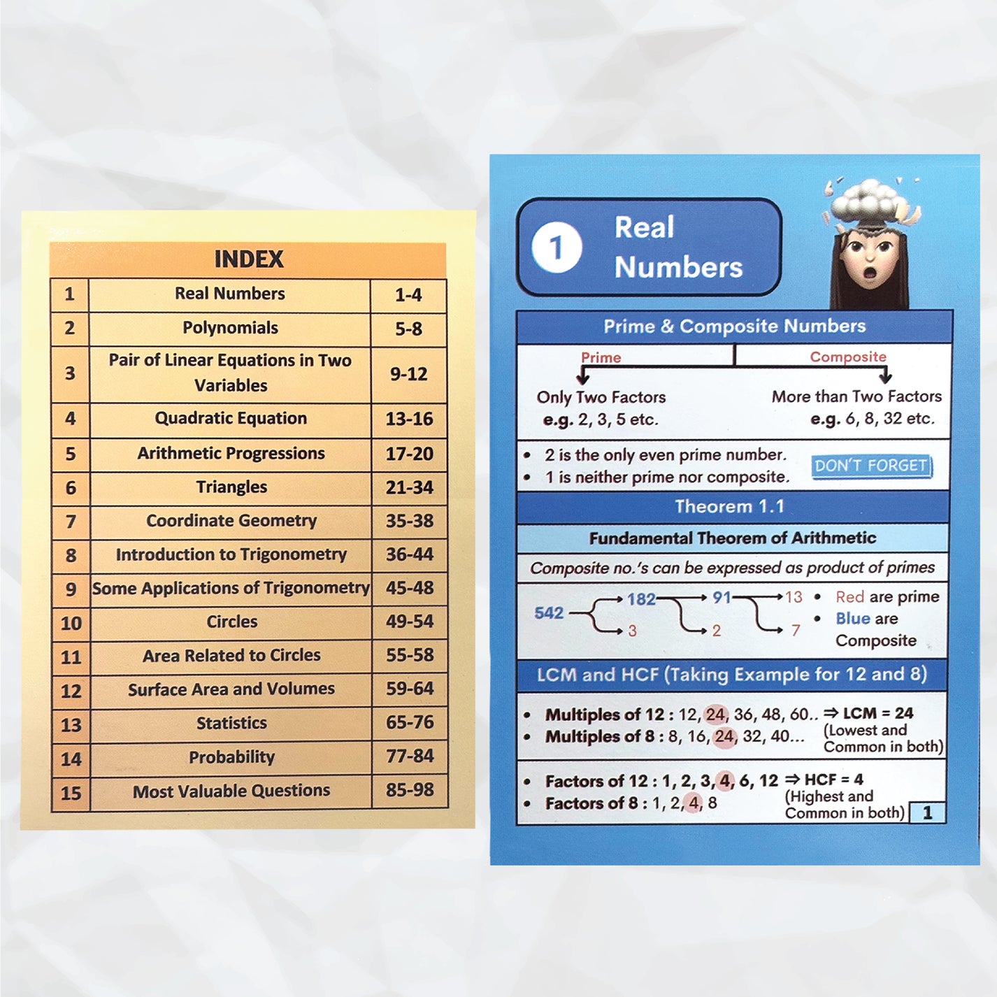 Vedantu Quick Revision Cards for CBSE Class 10 Mathematics, Science, S