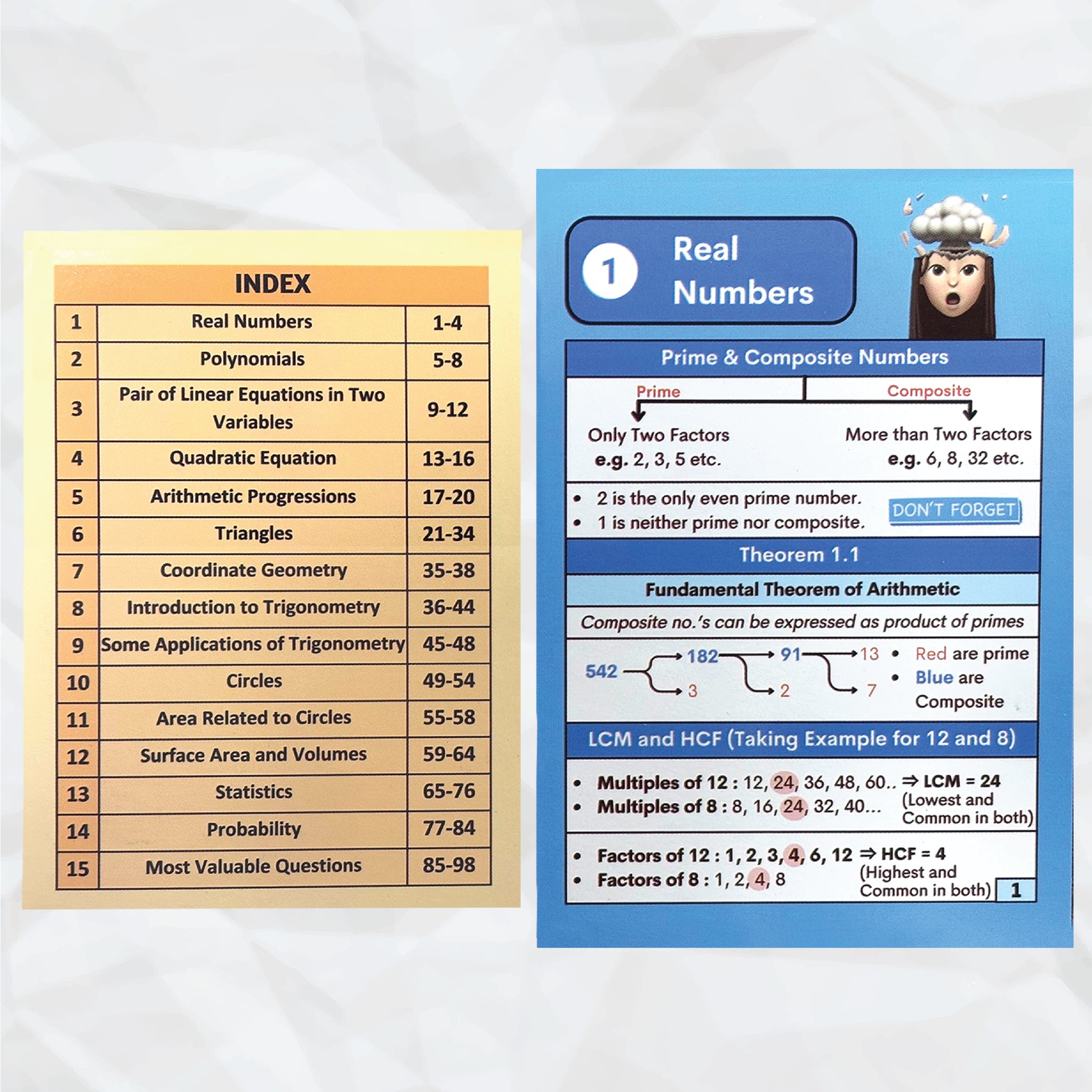 Vedantu Quick Revision Cards for CBSE Class 10 Mathematics, Science, S