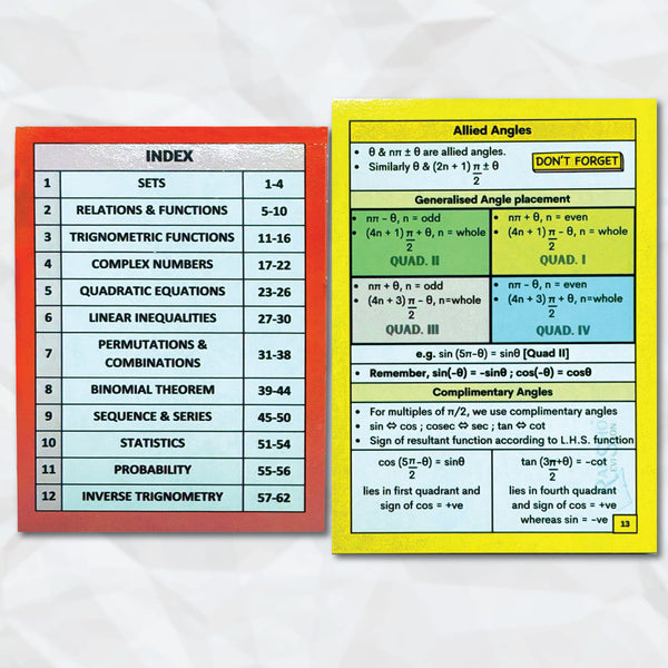 Vedantu Quick Revision Cards for JEE Physics, Chemistry and Mathematic